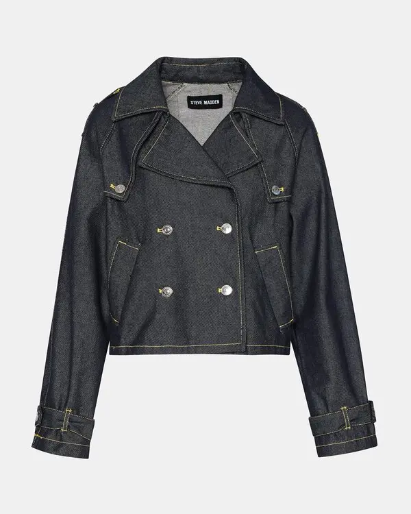 Steve Madden Sirus Denim Jacket Long Sleeve Cropped Jackets & Coats