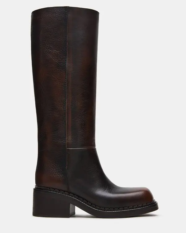 Steve Madden Davos Block Heel Boots - Cognac