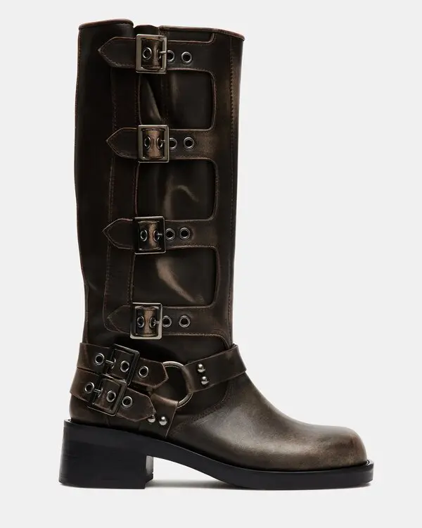 Steve Madden Rocky Knee High Boots - Brown Distressed
