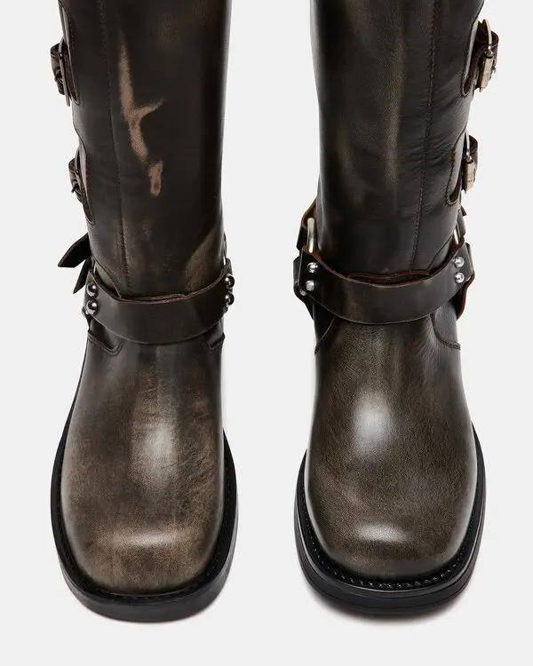 Steve Madden Rocky Knee High Boots - Brown Distressed