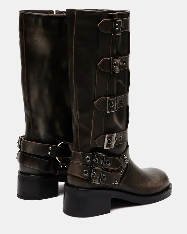 Steve Madden Rocky Knee High Boots - Brown Distressed