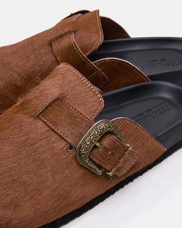 Steve Madden Wooly Buckled Slip-on Casual Shoes - Chestnut