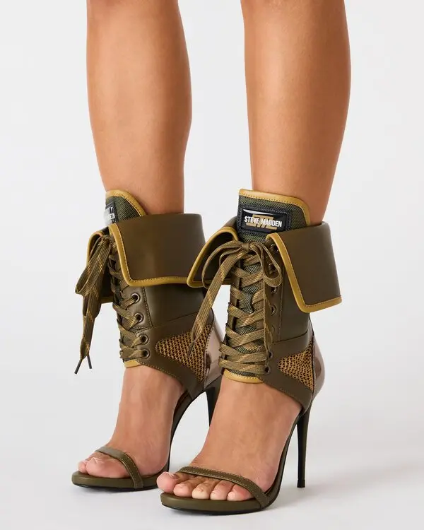 Steve Madden Casella Lace-up Stiletto Heels - Olive