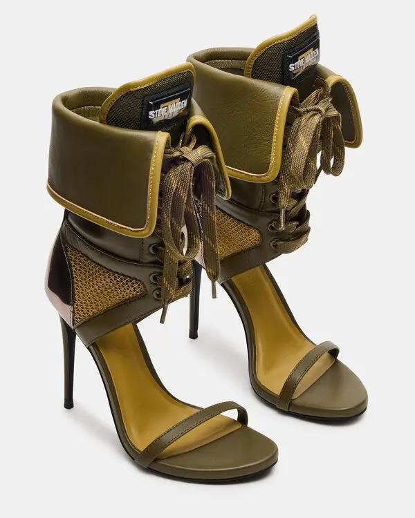 Steve Madden Casella Lace-up Stiletto Heels - Olive