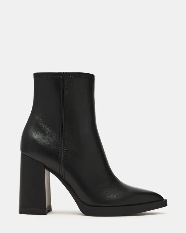 Steve Madden Harden Block Heel Booties With Pointed Toe And Zip Closure