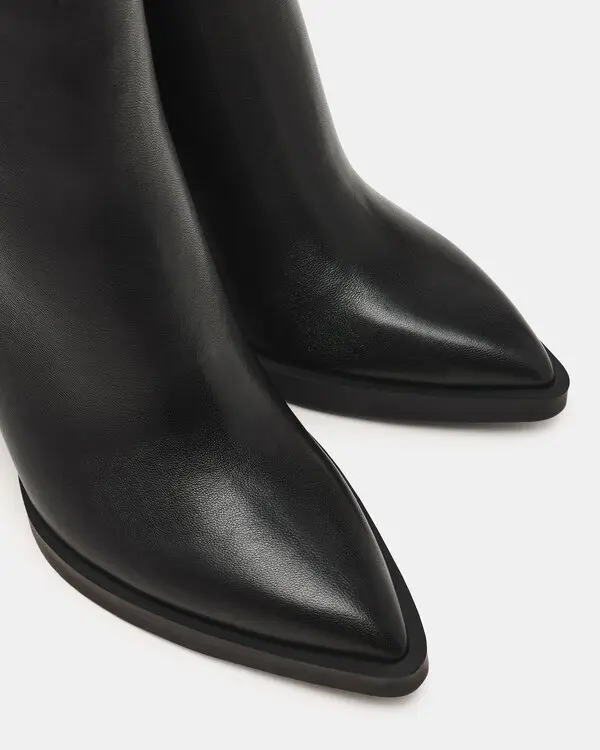 Steve Madden Harden Block Heel Booties With Pointed Toe And Zip Closure