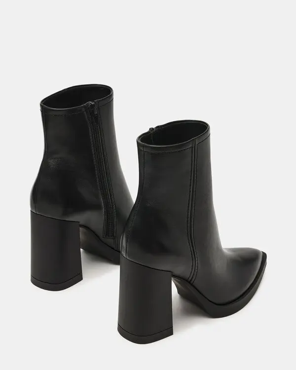 Steve Madden Harden Block Heel Booties With Pointed Toe And Zip Closure