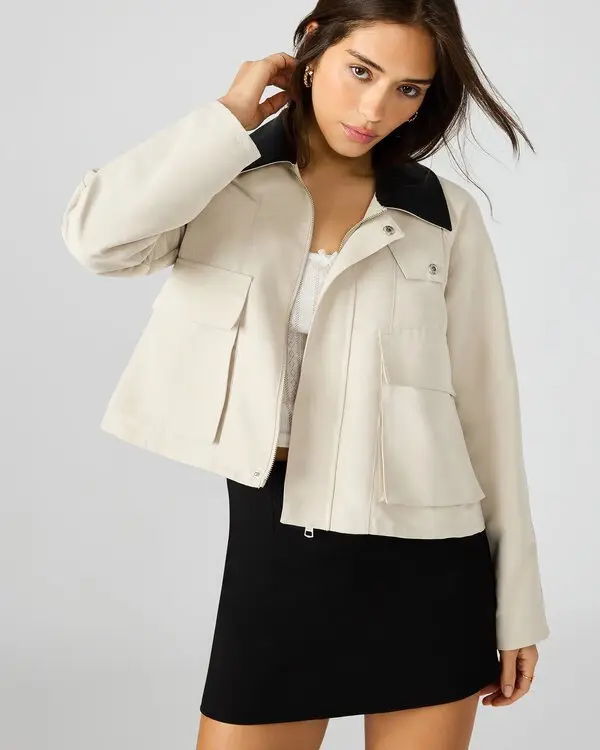 Steve Madden Justina Barn Oatmeal Long Sleeve Jackets & Coats - Beige