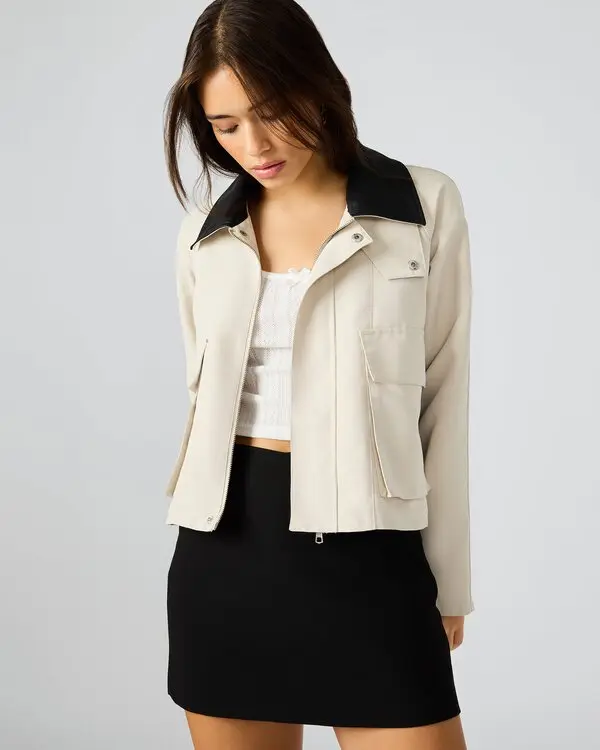Steve Madden Justina Barn Oatmeal Long Sleeve Jackets & Coats