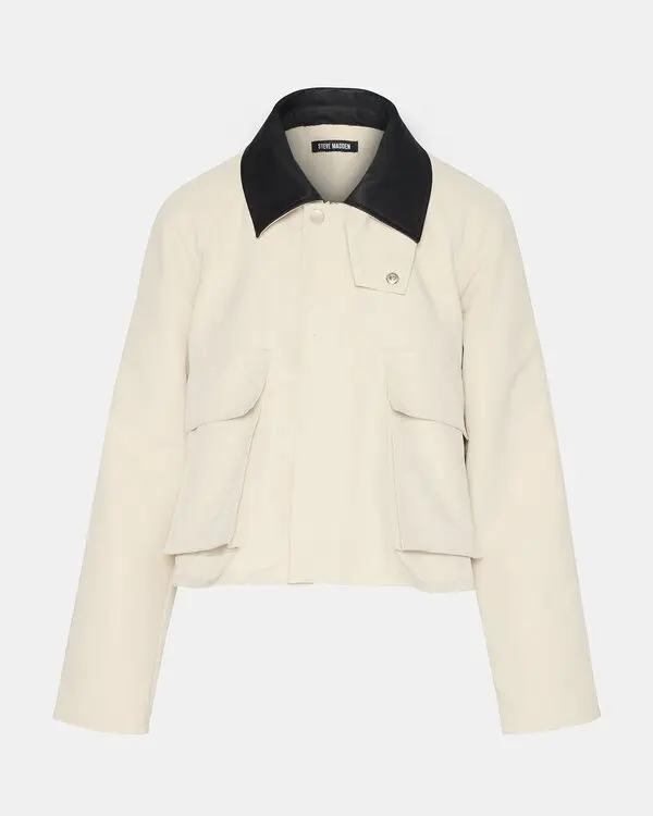 Steve Madden Justina Barn Oatmeal Long Sleeve Jackets & Coats