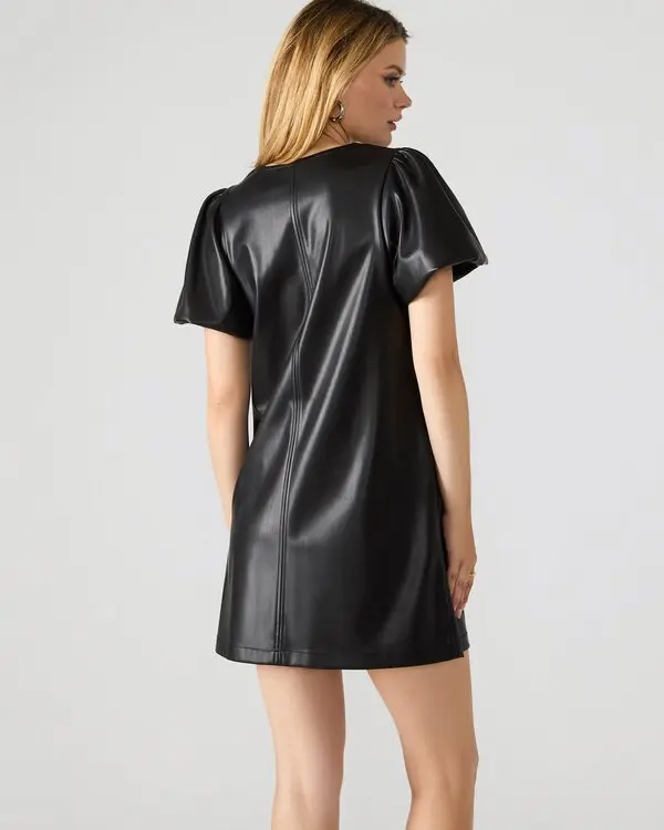 Steve Madden Tilly Faux Leather Mini Dress - Black