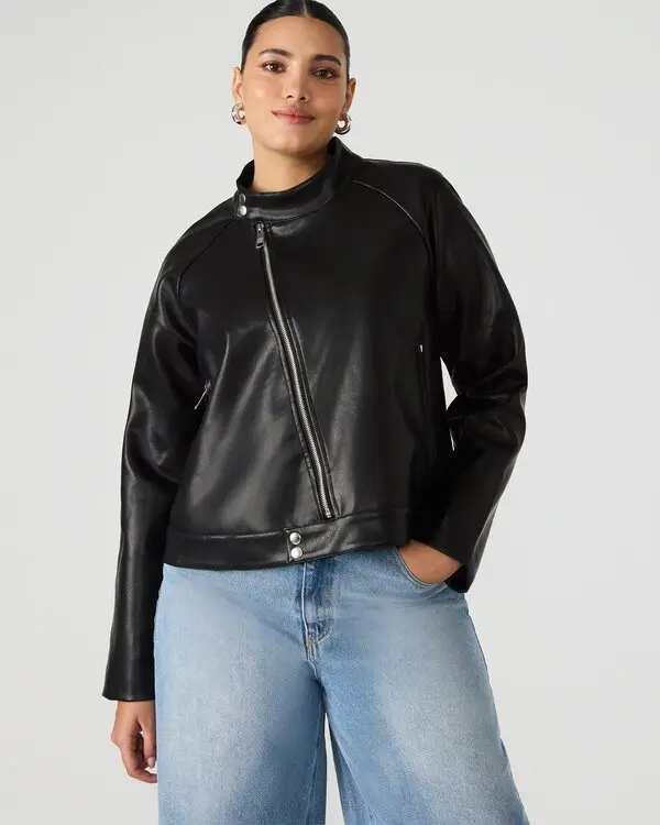 Steve Madden Jett Jacket Long Sleeve Faux Leather Jackets & Coats