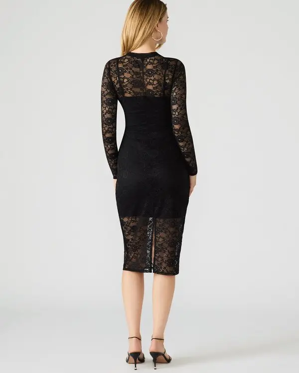Steve Madden Hailee Lace Dress Long Sleeve Mesh Dresses