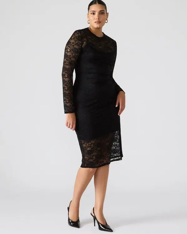 Steve Madden Hailee Lace Dress Long Sleeve Mesh Dresses
