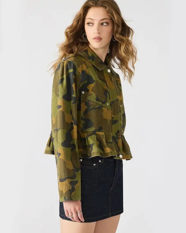 Steve Madden Sloan Jacket Camouflage Long Sleeve Button Up Jackets & Coats