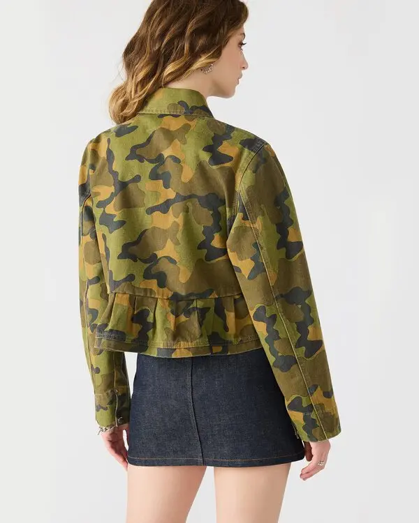 Steve Madden Sloan Jacket Camouflage Long Sleeve Button Up Jackets & Coats