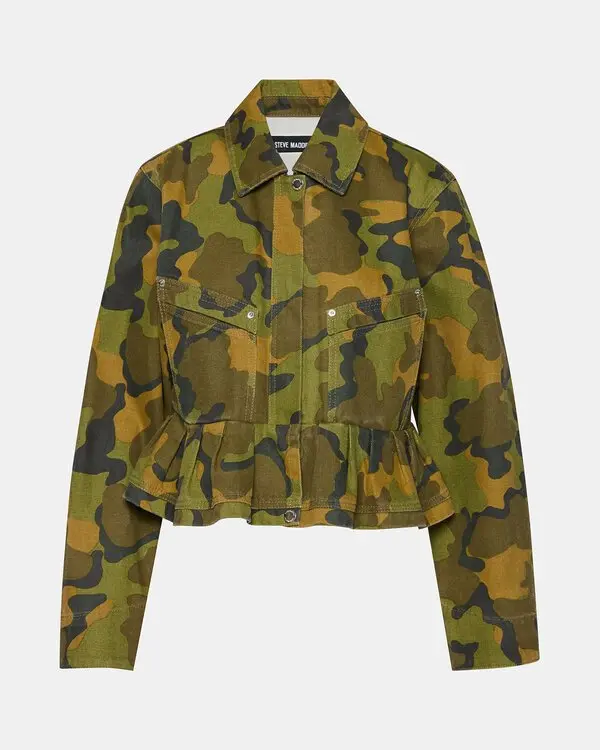 Steve Madden Sloan Jacket Camouflage Long Sleeve Button Up Jackets & Coats