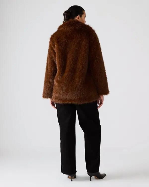 Steve Madden Kindra Coat Long Sleeve Faux Fur Jackets & Coats