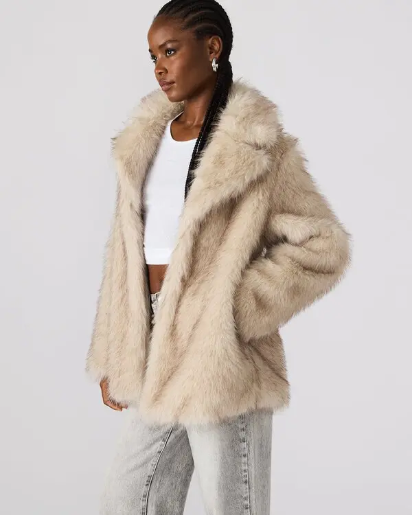 Steve Madden Faux Fur Long Sleeve Coat