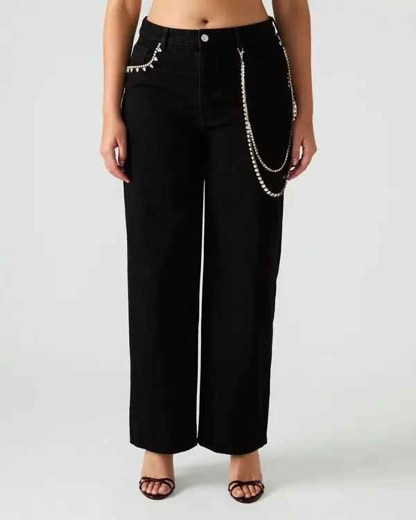 Steve Madden Embellished Wide-leg Denim Jeans