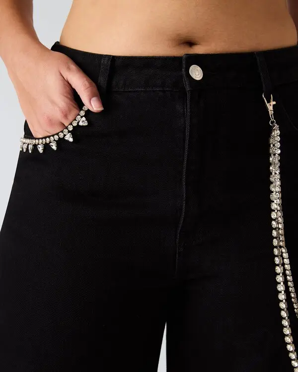 Steve Madden Embellished Wide-leg Denim Jeans