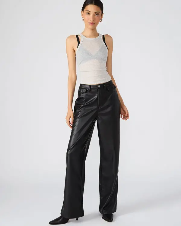 Steve Madden Geraldine Faux Leather Straight Leg Pants