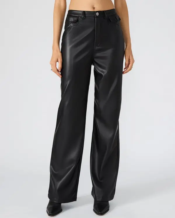 Steve Madden Geraldine Faux Leather Straight Leg Pants