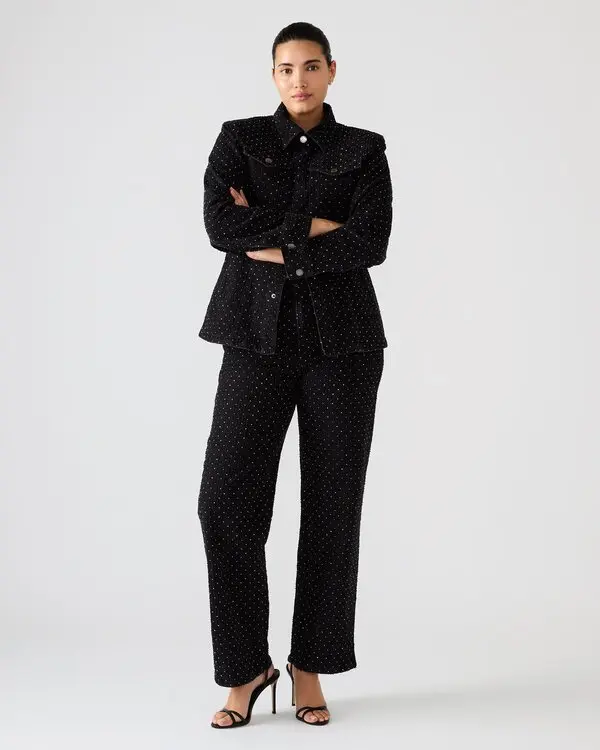Steve Madden Parc Crystal Jacket Long Sleeve Button Up Jackets & Coats