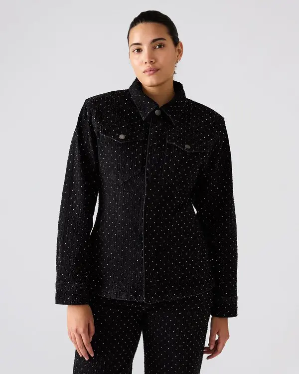 Steve Madden Parc Crystal Jacket Long Sleeve Button Up Jackets & Coats