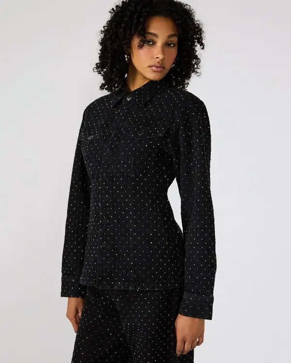 Steve Madden Parc Crystal Jacket Long Sleeve Button Up Jackets & Coats