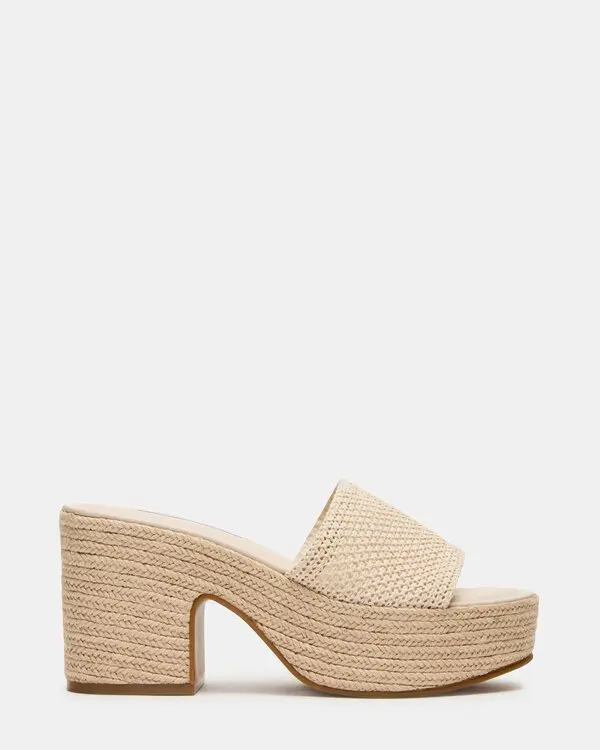Steve Madden Trippy Raffia Mule Sandals - Natural
