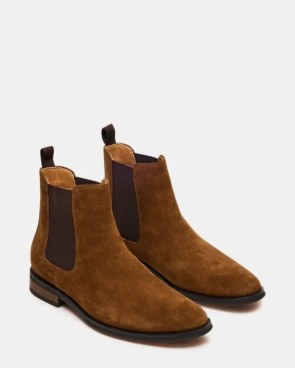 Steve Madden Aldair Suede Chelsea Boots - Chestnut Suede