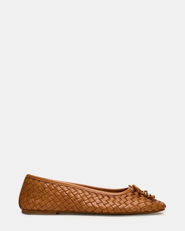 Steve Madden Divy Gold Detail Flats - Cognac