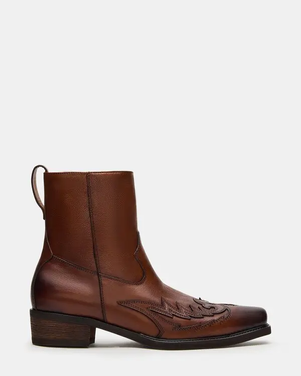 Steve Madden Santana Leather Ankle Boots - Brown