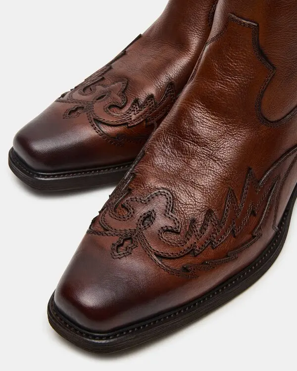 Steve Madden Santana Leather Ankle Boots - Brown