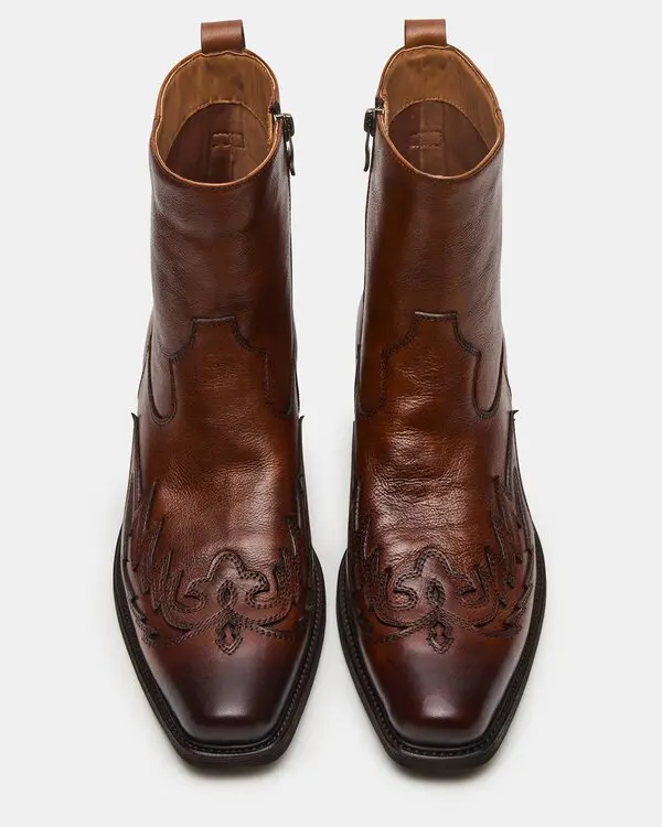 Steve Madden Santana Leather Ankle Boots - Brown