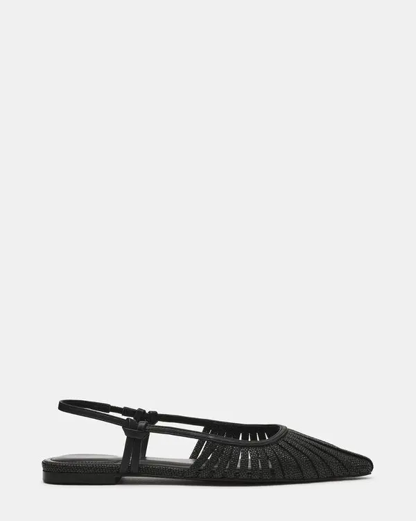 Steve Madden Alandria Pointed Toe Flats - Black Raffia