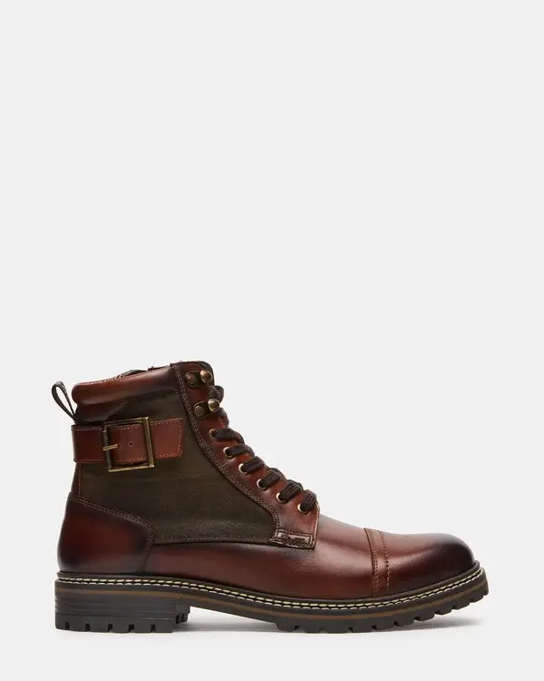 Steve Madden Reid Lace-up Boots - Cognac