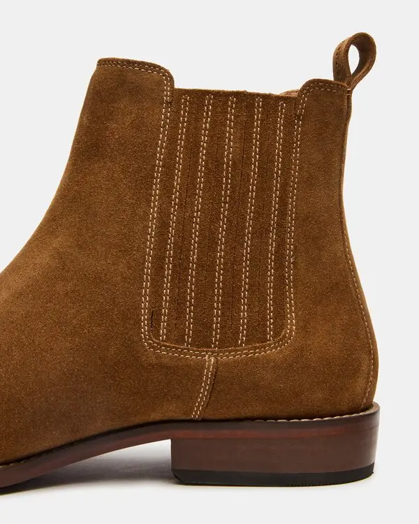 Steve Madden Ryker Suede Ankle Chelsea Boots - Cognac