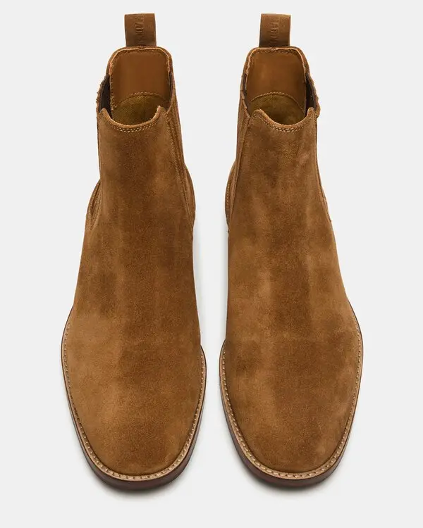 Steve Madden Ryker Suede Ankle Chelsea Boots - Cognac