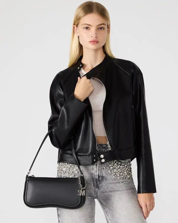 Steve Madden Sculpted Shoulder Bag With Logo Chain Charm