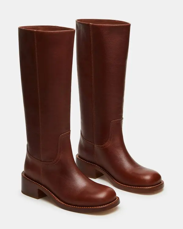 Steve Madden Riggs Leather Wide Calf Knee High Boots