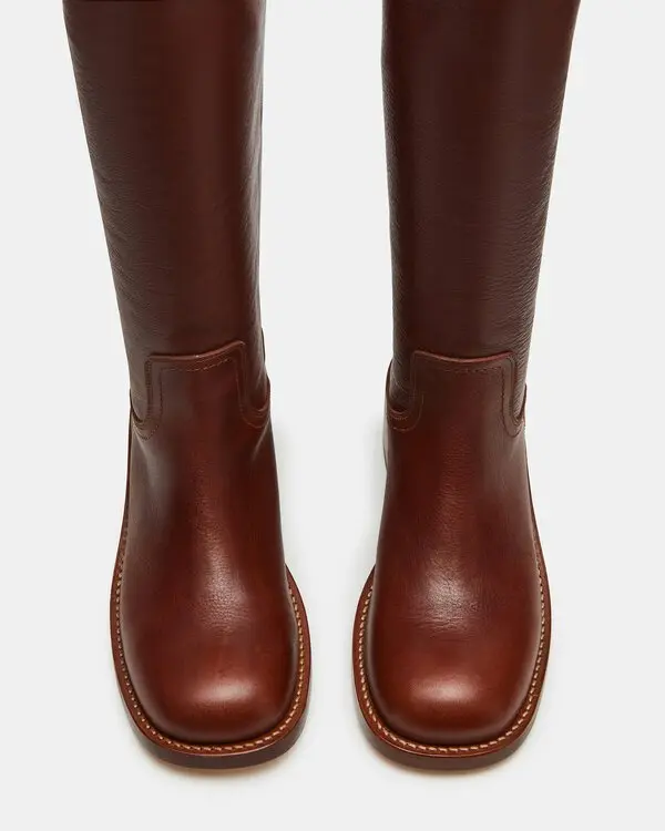Steve Madden Riggs Leather Wide Calf Knee High Boots