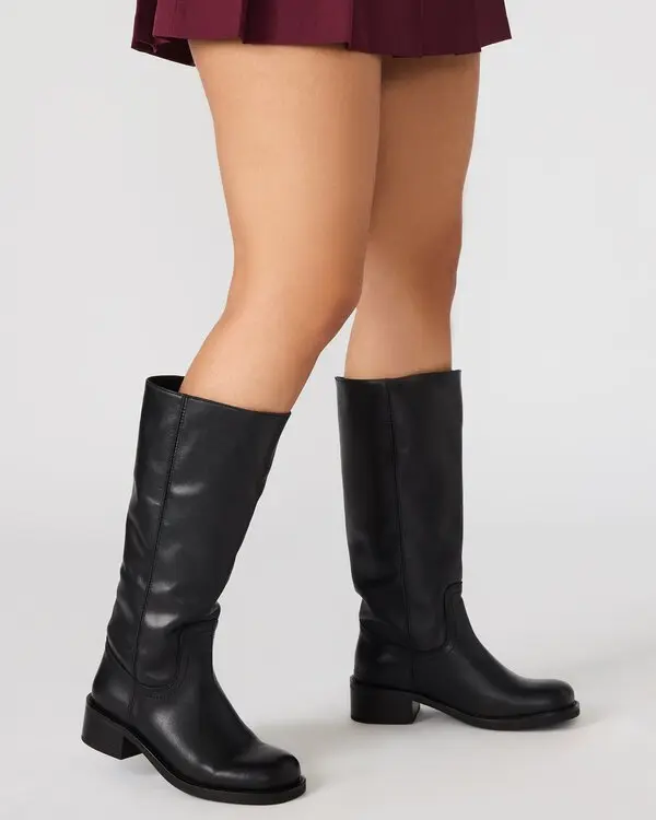 Steve Madden Riggs Leather Wide Calf Knee High Boots