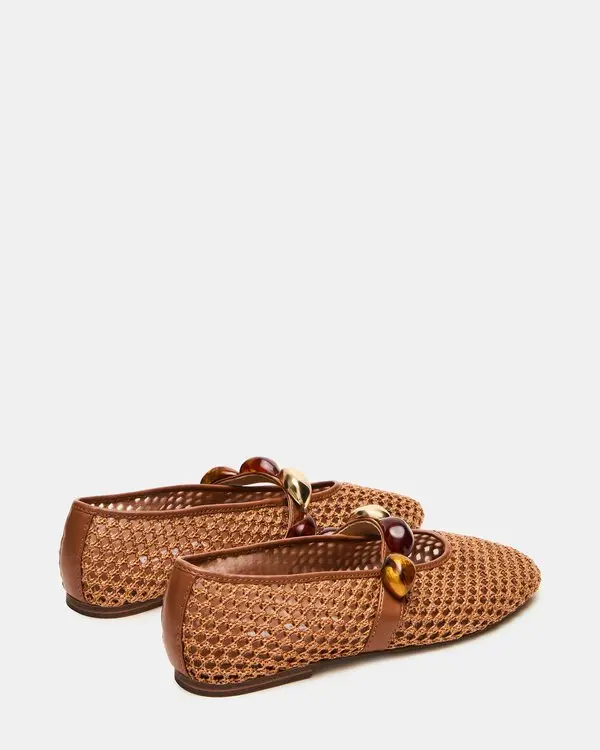 Steve Madden Poppin Raffia Mary Jane Flats With Gold Detailing