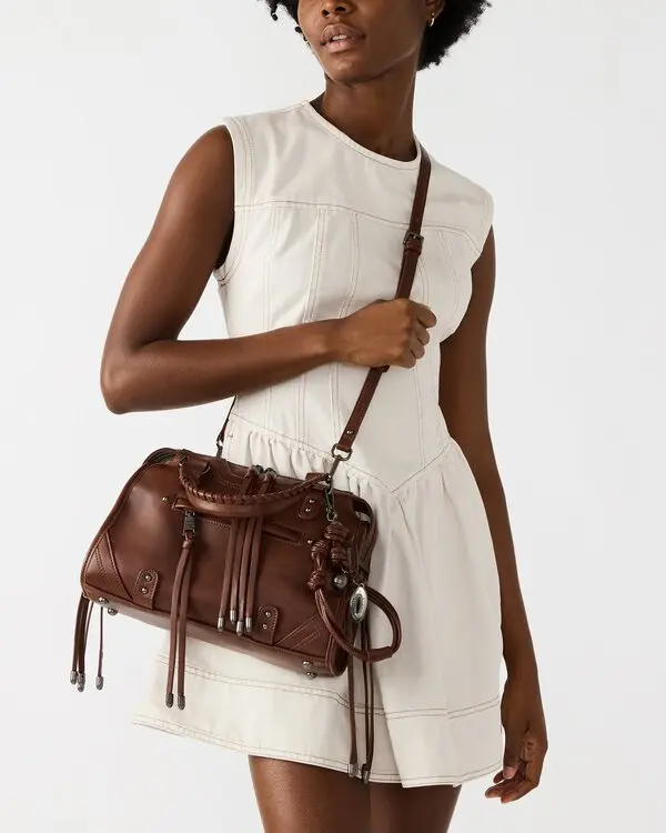 Steve Madden Riggs Satchel Bag With Studs And Fringe