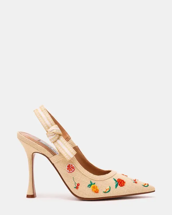 Steve Madden Bri Raffia Pointed Toe Heels - Fruit Multi