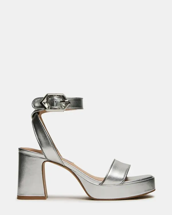 Steve Madden Elida Block Heels - Silver