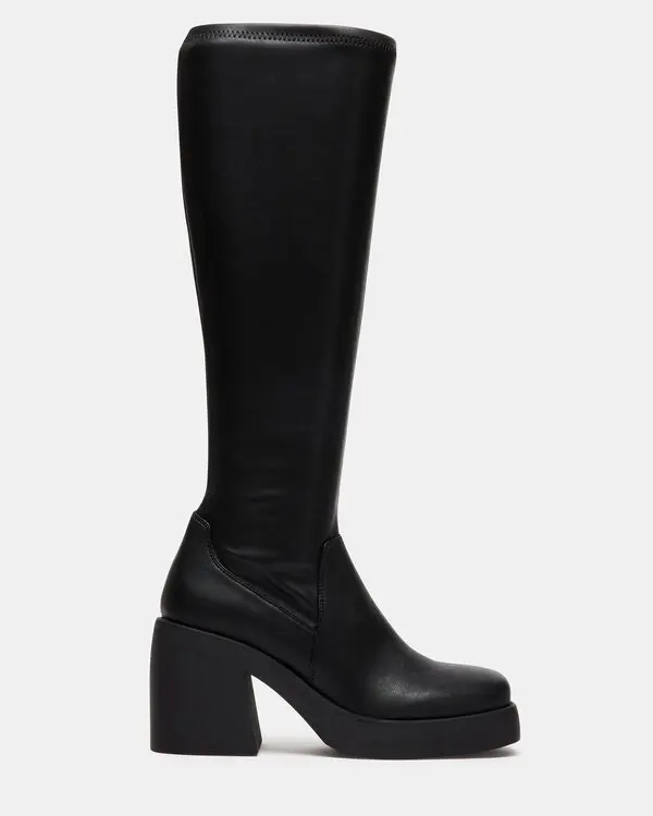 Steve Madden Berkleigh Wide Calf Block Heel Boots - Black