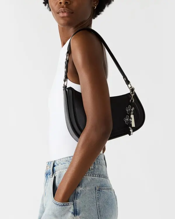 Steve Madden Asymmetrical Shoulder Bag With Flower Bead Charm